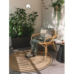 In- & Outdoor-Teppich Andora Beige/Braun &oslash; 120 cm - Teppich f&uuml;r Balkon, Terrasse & Garten