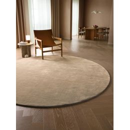 Wollteppich Mono Beige &oslash; 250 cm rund - Naturfaserteppich aus Wolle