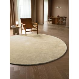 Wollteppich Mono Cream &oslash; 250 cm rund - Naturfaserteppich aus Wolle