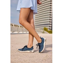 Rieker Damen Slip-On Sneaker, Gr. 40, blau, Lederimitat, Schuhe, Schlupfschuh, Freizeitsneaker, Halbschuh mit elastischem Einstieg