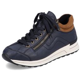Rieker Damen Sneaker, Gr. 38, blau, Synthetik, Schuhe, mit weichem Schaftrand, Freizeitschuh, Halbschuh, Schn&uuml;rschuh