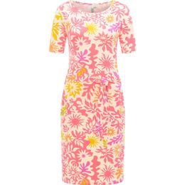 Ragwear Damen Sommerkleid "Taggiana Print YOUMODO"pink, Gr. 5XL, Material: 95% Viskose, 5% Elasthan, Kleider, Damen Midikleid mit Taillenband und