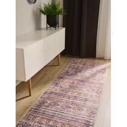 benuta Basic L&auml;ufer f&uuml;r Flur George Multicolor/Pink 80x240 cm