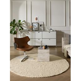 Wollteppich Patch Cream &oslash; 200 cm - Naturfaserteppich aus Wolle