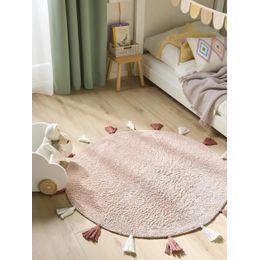 Lytte Waschbarer Kinderteppich Malu Rosa &oslash; 100 cm rund - Waschbarer Teppich f&uuml;r Kinderzimmer