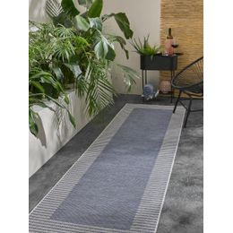 benuta Nest In- & Outdoor-L&auml;ufer Bronco Dunkelblau 80x250 cm - Teppich f&uuml;r Balkon, Terrasse & Garten