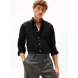 Tommy Hilfiger Herren Langarmhemd "SOLID HERITAGE OXFORD Regular Fit", schwarz, Gr. S, Web, Obermaterial: 100% Baumwolle, Hemden, Regular Fit Oxford