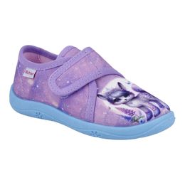 Richter M&auml;dchen Hausschuh "Mia", Gr. 32, lila, Baumwolle, Schuhe, Klettschuh, Kindergartenschuh, Gr&ouml;&szlig;enschablone zum Download