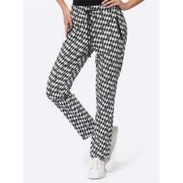 CR&Eacute;ATION L CREATION L Damen Jogger Pants, schwarz-wei&szlig;, Gr. 42, gemustert, 62% Polyester, 35% Viskose, 3% Elasthan, Hosen