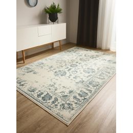 benuta Basic Teppich Suki Cream/Mint 160x230 cm - Vintage-Stil Teppich im Used-Look