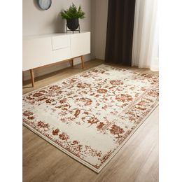 benuta Basic Teppich Suki Cream/Orange 60x120 cm - Vintage-Stil Teppich im Used-Look