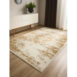 benuta Basic Teppich Suki Cream/Gelb 60x120 cm - Vintage-Stil Teppich im Used-Look