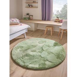 Lytte Waschbarer Kinderteppich Dave Hellgr&uuml;n &oslash; 80 cm rund - Waschbarer Teppich f&uuml;r Kinderzimmer