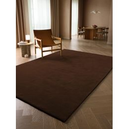 benuta Finest Wollteppich Mono Dunkelbraun 140x200 cm - Naturfaserteppich aus Wolle
