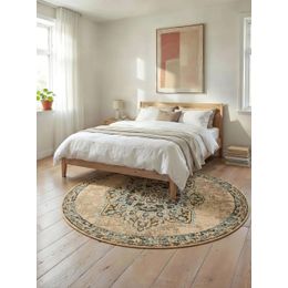 benuta Nest Teppich Rund Casa Beige &oslash; 180 cm rund - Vintage-Stil Teppich im Used-Look