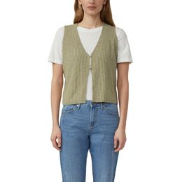 Strickweste s.Oliver, Damen, Gr. 42, oliv, Strick, Obermaterial: 76% Baumwolle, 24% Polyamid, unifarben, normal h&uuml;ftbedeckend, V-Ausschnitt, Westen Strickweste, mit 2-Knopf-Verschluss