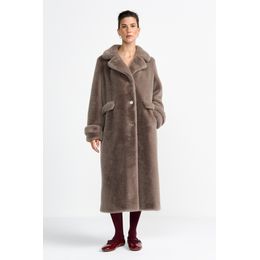 RICHROYAL Damen Fellimitatmantelsilber mist, Gr. 38, Web, Obermaterial: 100% Polyester, M&auml;ntel, mit Schlitz hinten, normale Passform, Reverskragen