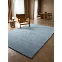 Wollteppich Mono Hellblau 160x230 cm - Naturfaserteppich aus Wolle