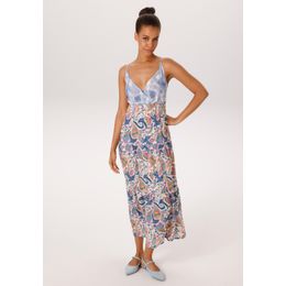Aniston CASUAL Damen Sommerkleid, bunt, Gr. 44, Paisley, bedruckt, gemustert, Web, Obermaterial: 100% Viskose, Kleider, im trendigen Muster-Mix