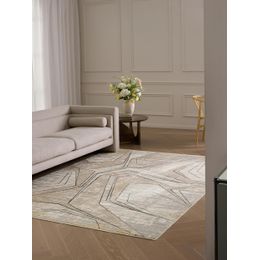 benuta Finest Kurzflor Teppich Nero Cream/Anthrazit 170x240 cm - Moderner Kurzflor-Teppich f&uuml;r Wohnzimmer