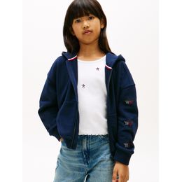 Tommy Hilfiger M&auml;dchen Sweatjacke "STAR ZIP THROUGH HOODIE"schwarz night navy, Gr. 16, unifarben, Sweatware, Obermaterial: 68% Baumwolle, 32%