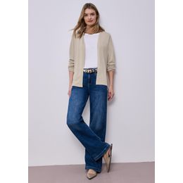 Cardigan Street One, Damen, Gr. 34, clay sand, Stoff, 65% Polyester, 35% Viskose, unifarben, normal normal, ohne Ausschnitt, elastischer Bund, Strickjacken, bestehend aus einem Materialmix