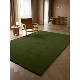 Wollteppich Mono Gr&uuml;n 160x230 cm - Naturfaserteppich aus Wolle