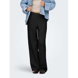 Only Damen Schlupfhose "ONLILSE PANT STRUCTURE JRS NOOS", schwarz, Gr. M, unifarben, Jersey, Obermaterial: 100% Polyester, Hosen, Kunstfaser, regular