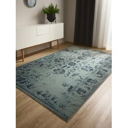 benuta Basic Teppich Suki T&uuml;rkis 60x120 cm - Vintage-Stil Teppich im Used-Look