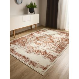 benuta Basic Teppich Suki Cream/Orange 60x120 cm - Vintage-Stil Teppich im Used-Look