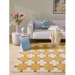 Kurzflor Teppich Cini Beige/Gelb 160x230 cm - Moderner Kurzflor-Teppich f&uuml;r Wohnzimmer