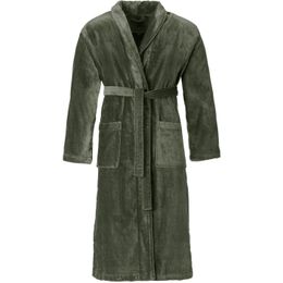 Bademantel Vossen, L:120cm, gr&uuml;n, Baumwolle, Hausm&auml;ntel, "Feeling-L, ideal f&uuml;r Sauna & Spa, Hotelbademantel, Morgenmantel", mit hohem Kragen