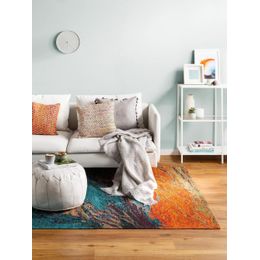 benuta Pop Flachgewebeteppich Stay T&uuml;rkis 75x165 cm - Moderner Kurzflor-Teppich f&uuml;r Wohnzimmer