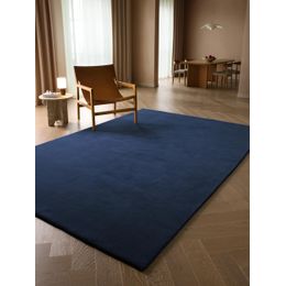 benuta Finest Wollteppich Mono Blau 160x230 cm - Naturfaserteppich aus Wolle