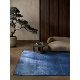 Viskoseteppich Rubin Blau 160x230 cm - Moderner Kurzflor-Teppich f&uuml;r Wohnzimmer