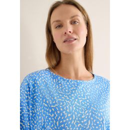 Cecil Damen 3/4-Arm-Shirtfountain blau, Gr. XXL, bedruckt, Jersey, Obermaterial: 50% Baumwolle, 50% Modal, Shirts, mit Minimal Print