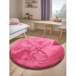 Lytte Waschbarer Kinderteppich Dave Pink &oslash; 80 cm rund - Waschbarer Teppich f&uuml;r Kinderzimmer