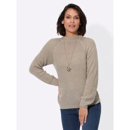 Casual Looks Damen Strickpullover "Stehkragen-Pullover", beige, Gr. 48, meliert, 100% Polyacryl, Pullover