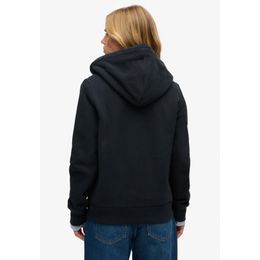 Superdry Damen Kapuzensweatjacke "Essential Logo Ziphood Hb", schwarz, Gr. S, unifarben, Sweatware, Obermaterial: 70% Baumwolle, 30% Polyester,