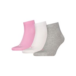 Puma Damen Kurzsocken "Puma UNISEX QUARTER PLAIN 3P", Gr. 35, rosa, Baumwollmischung, meliert, uni, Socken, Atmungsaktiv, Rippenb&uuml;ndchen, weiche