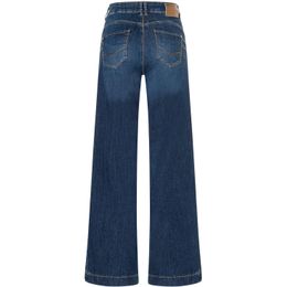 MAC Damen Stretch-Jeans "RICH PALAZZO"night blau netwash, Gr. 42, Denim/Jeans, Obermaterial: 89% Baumwolle, 8% Polyester, 3% Elasthan, Jeans,