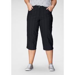 KjBRAND Damen Caprihose "Babsie: bequemer Oberschenkel"schwarz gestreift, Basic, Gr. 42, Web, Obermaterial: 47% Baumwolle, 45% Polyester, 6% Viskose,