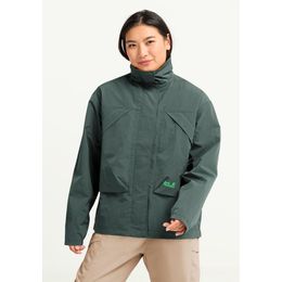 Jack Wolfskin Damen Funktionsjacke "FIND THE WILD JKT W", gr&uuml;n, Gr. M, kariert, unifarben, Web, Obermaterial: 86% Polyamid, 14% Elasthan. Futter: