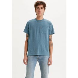 Levi's LEVI'S Herren T-Shirt "CLASSIC POCKET TEE", blau, Gr. M, meliert, Jersey, Obermaterial: 100% Baumwolle, Shirts, mit aufgesetzter Brusttasche