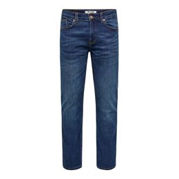 Only & Sons ONLY & SONS Herren Regular-fit-Jeans "ONSWEFT REGULAR MAT DNM NOOS", blau, Gr. 32, Abriebeffekte, Denim/Jeans, Obermaterial: 64% Baumwolle, 22%