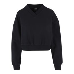 Sweater Urban Classics "Urban Classics Damen Ladies Cropped V-Neck", Damen, Gr. S, schwarz, 80% Baumwolle, 20% Polyester, unifarben, Sweatshirts Sweater