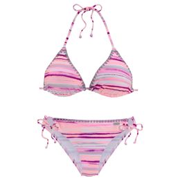 Venice Beach Damen Triangel-Bikini, rosa, Gr. 38, bedruckt, Polyamid, Bikini-Sets, mit H&auml;kelkanten am Cup und Hose