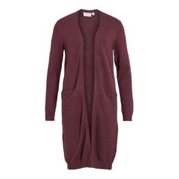Vila Damen Longstrickjacke "VIRIL LONG L/S KNIT CARDIGAN - NOOS", rot, Gr. XS, meliert, Feinstrick, Obermaterial: 50% Viskose, 27% Nylon, 23%