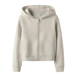 name it M&auml;dchen Kapuzensweatjacke "NKFMILLE SHORT NREG SWE CARD WH UNB NOOS", beige, Gr. 158, unifarben, Sweatware, Obermaterial: 80% Baumwolle, 20%