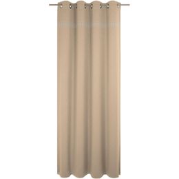 Vorhang WIRTH, B:150cm H:225cm, beige, Jacquard, Baumwolle, Leinen, Modal, Wohnzimmer, Gardinen, "Wiessee"